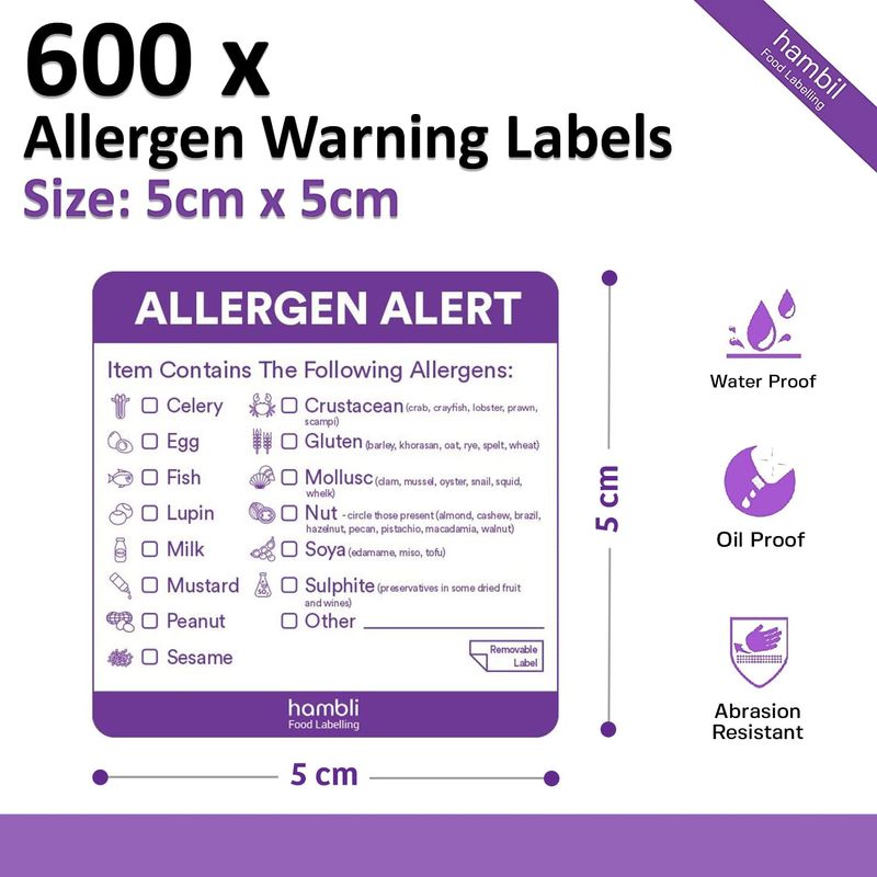 Allergen Labels – 600pc Roll of Allergen Stickers – Professional ...