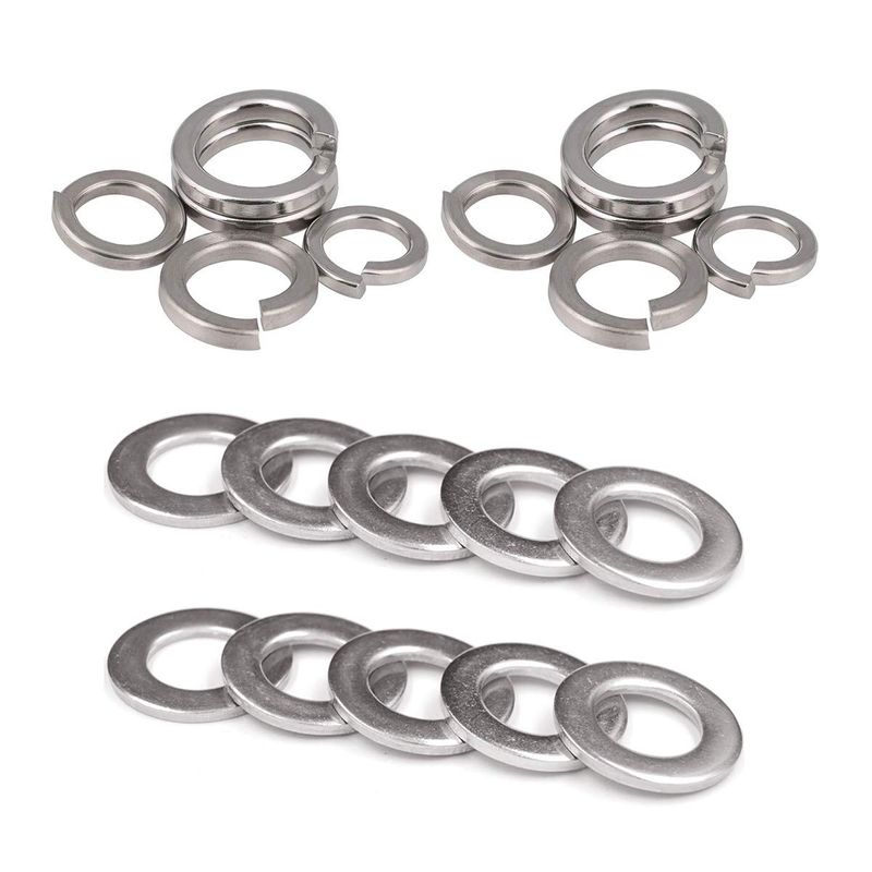 M12 304 Stainless Steel Flat Washer and Split Spring Lock Washer ...