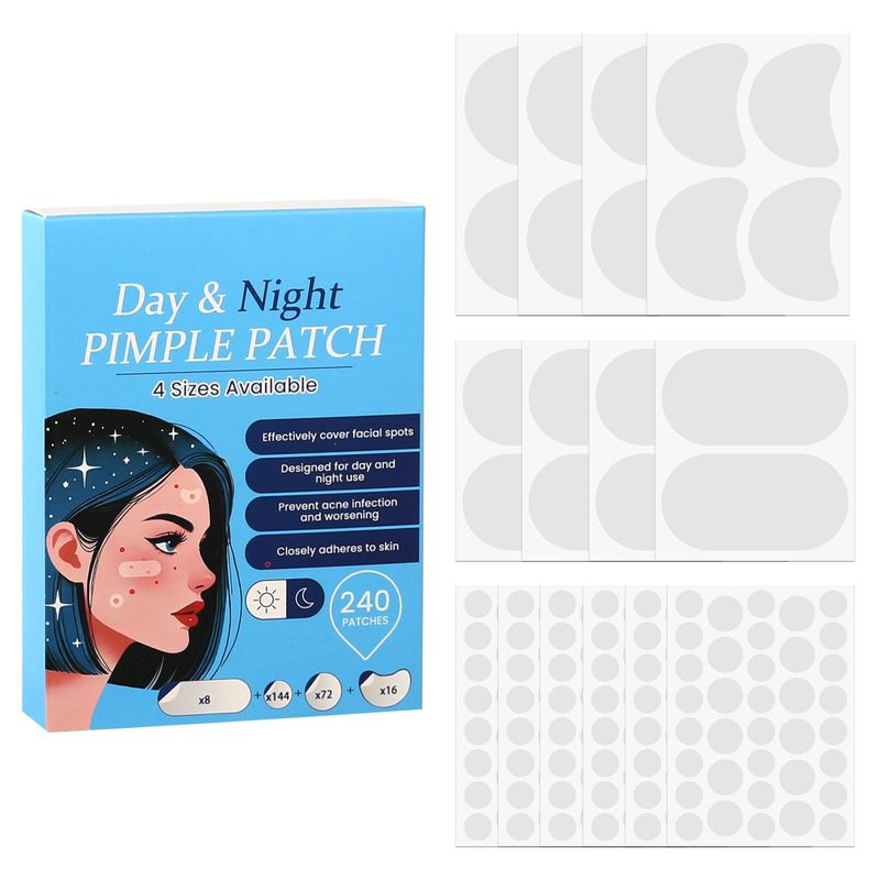 Pack of 240 Large Pimple Patches Invisible Anti Pimple Patches Face Day ...