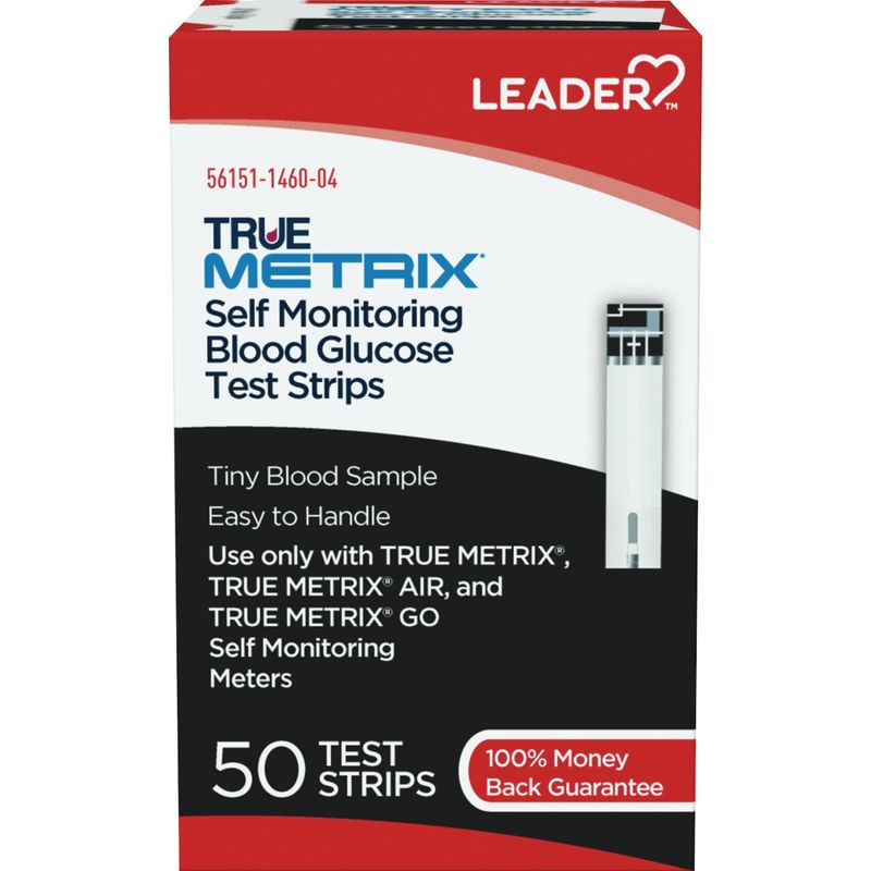 Leader True Metrix Self Monitoring Blood Glucose Test Strips, 50 Count ...