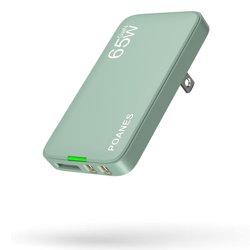 65W GaN USB C Charger, 3 Port Flat USB Wall Charger with USB C and USB ...