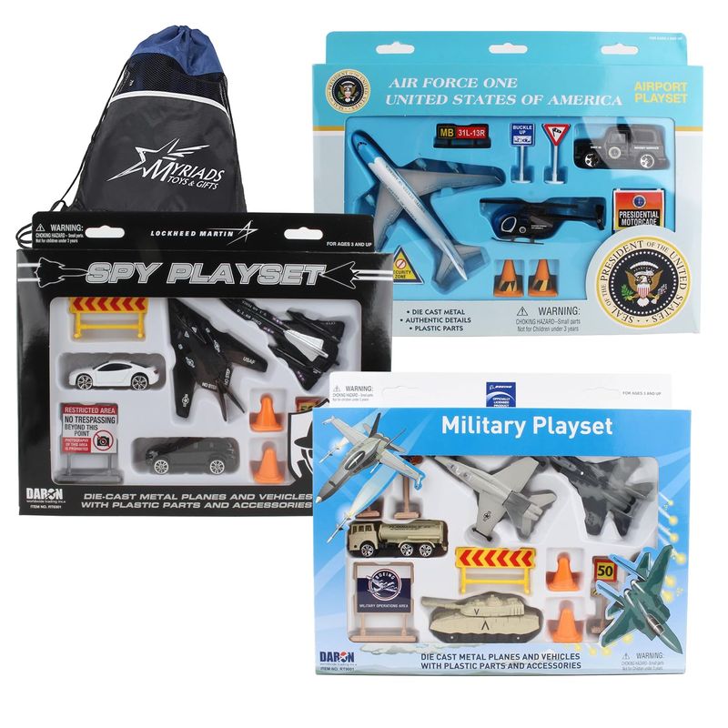 Daron Plane Playset Bundle of 3: Air Force One, Boeing Military, and ...