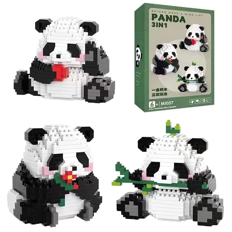 EnixwH 3-in-1 Panda Building Blocks Set, 686 Pieces, Mini Building ...