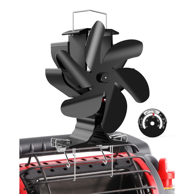 HIDALIFE Wood Stove Fan for Heater, Heat Powered Fireplace 6 Blades Fan ...