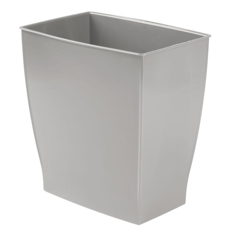 iDesign Spa Rectangular Trash Can Gray Small 2.5 Gallon Compact Waste ...