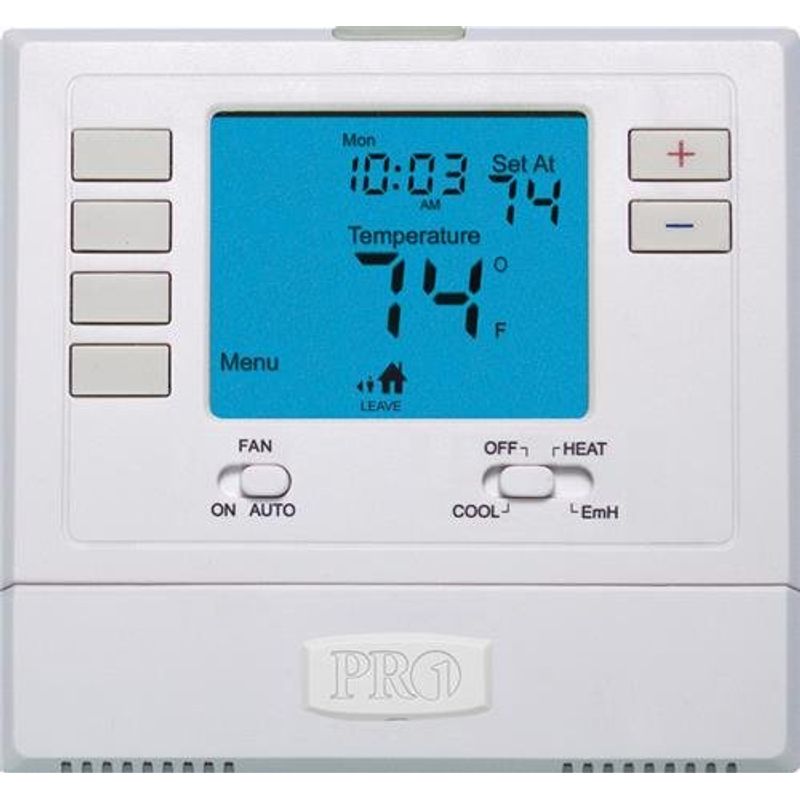 PRO1 IAQ T725 Programmable 2H/1C Digital Heat Pump Thermostat with 4 sq ...