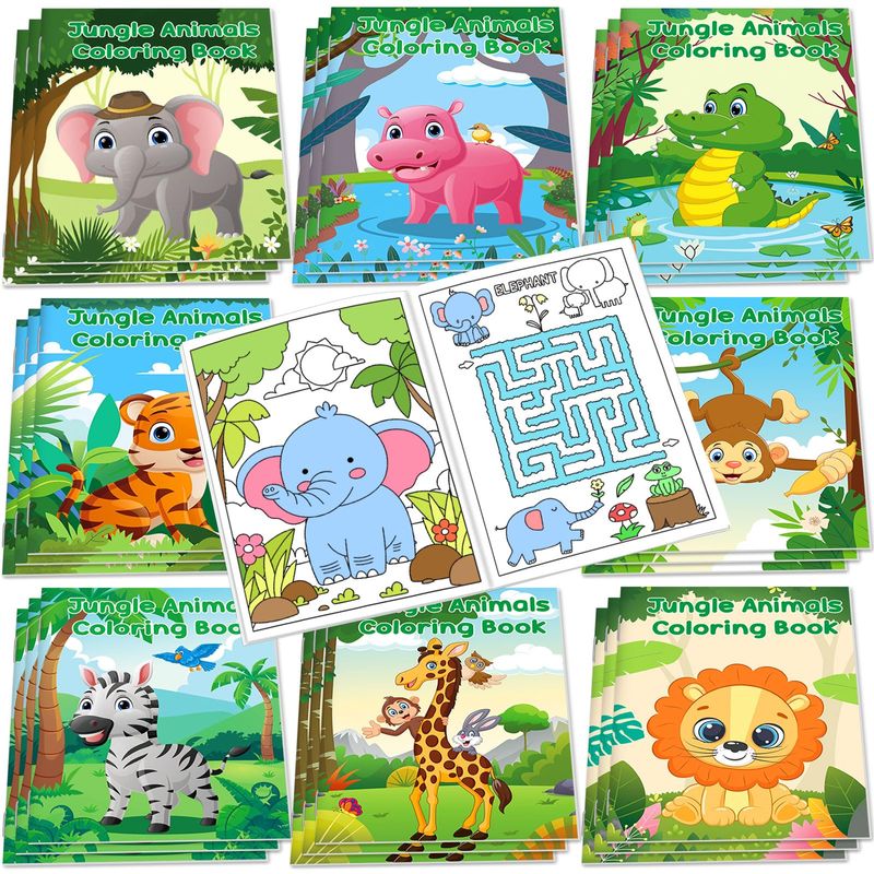 48Pcs Safari Animals Mini Activity Books for Kids Jungle Safari Animals ...