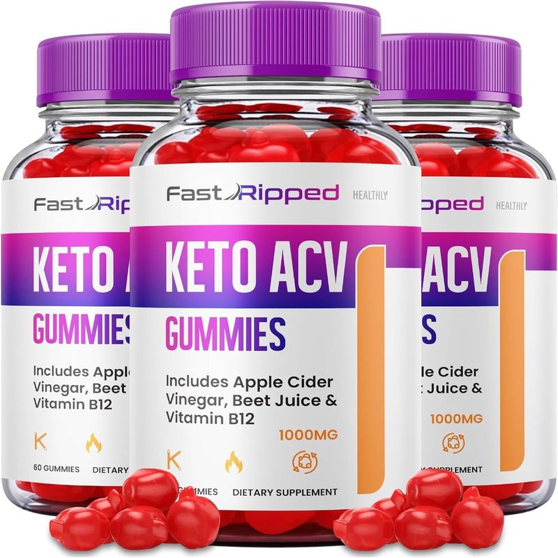 Fast Ripped Keto + ACV Gummies Health Support Supplement 1000mg 180 ...