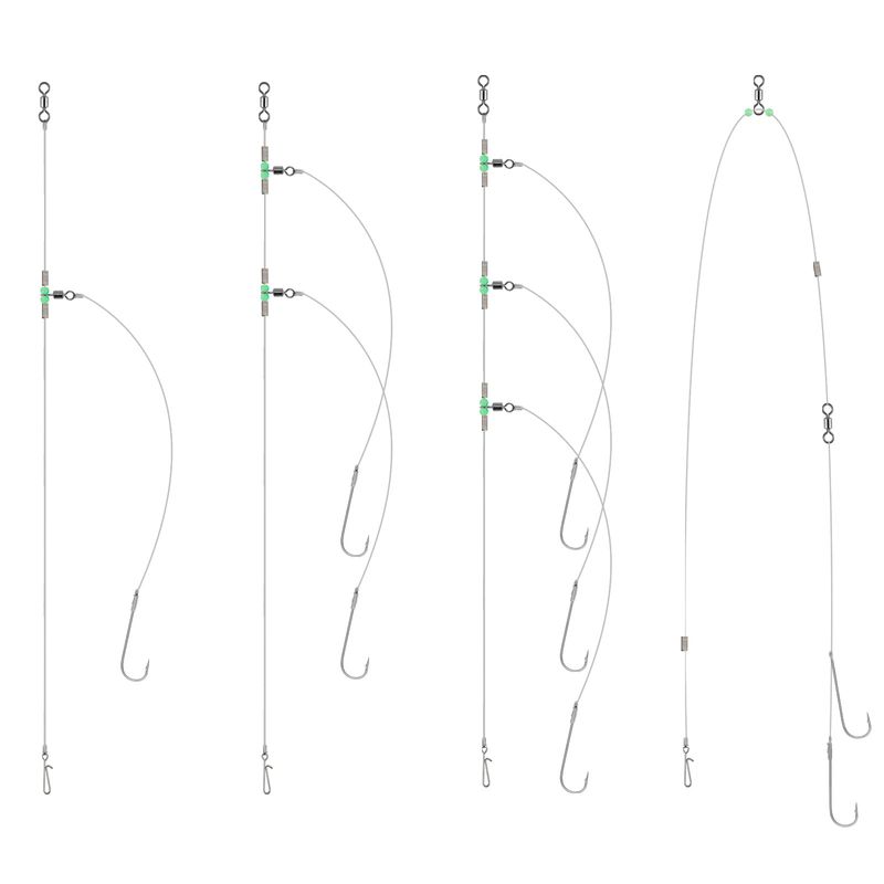 Dr.Fish 12 Pack Sea Fishing Rigs Beach Casting, Flapper 2/0 3/0 Clipped ...
