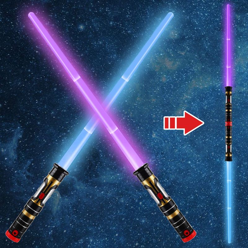 2-in-1 Light Up Swords Dual Saber(3 Color Changing Led), Fx Sound ...