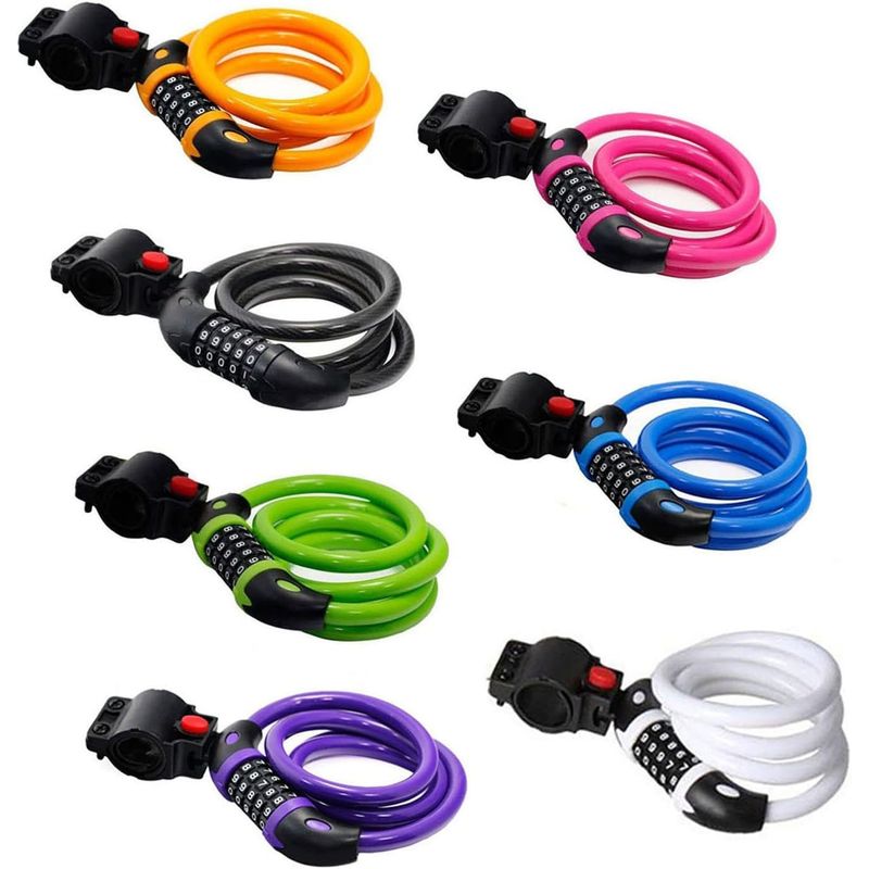 NCS35® Bicycle Wire Lock 5 DIGIT Combination Heavy-Duty 120cm Overall ...