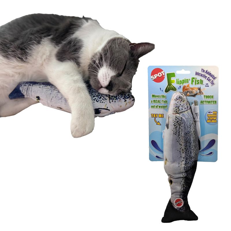 SPOT Flippin' Fish Interactive Cat Toy with Catnip for Indoor Cats ...