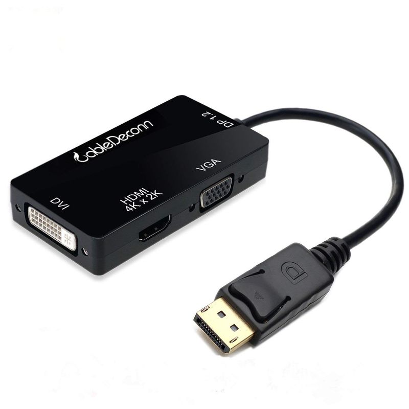 CableDeconn DisplayPort 1.2 to HDMI 4K DVI VGA 3 in 1 Multi-Function ...