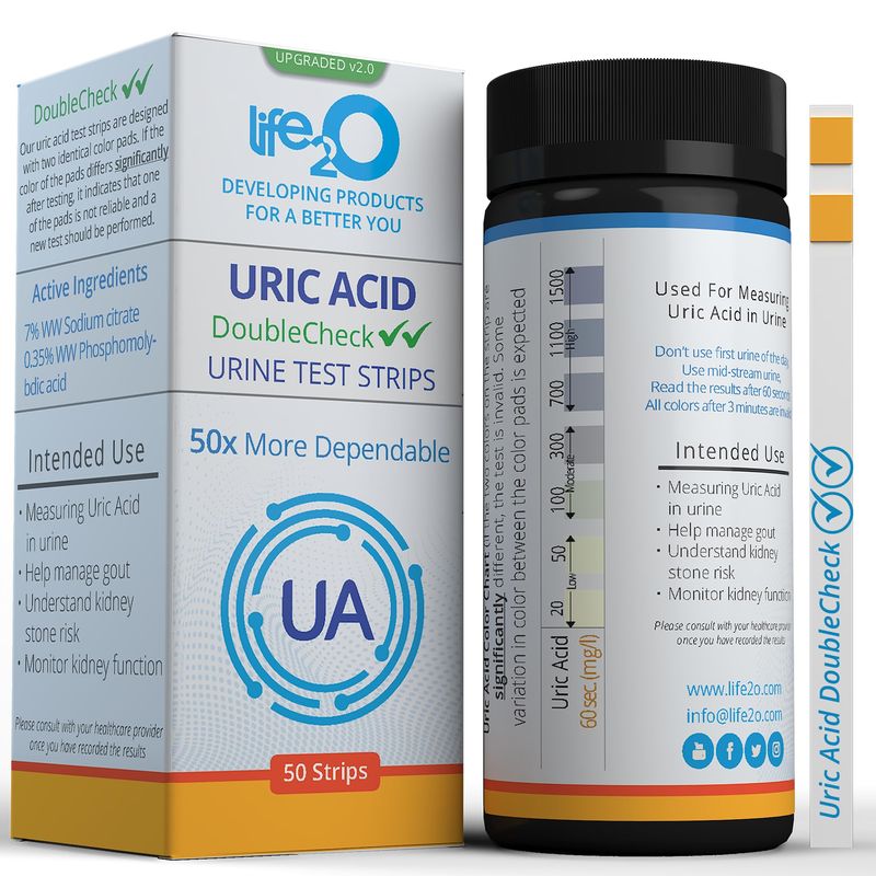 life2O DoubleCheck Uric Acid Urine Test Strips, 50x More Dependable ...