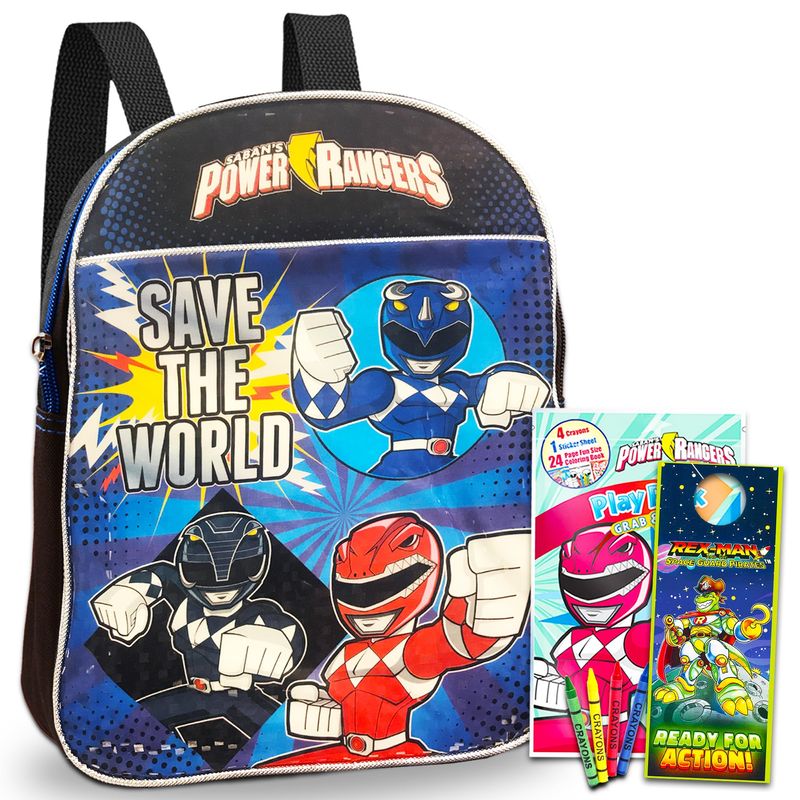 Power Rangers Backpack Preschool Boys Set with Stickers, Coloring Books ...