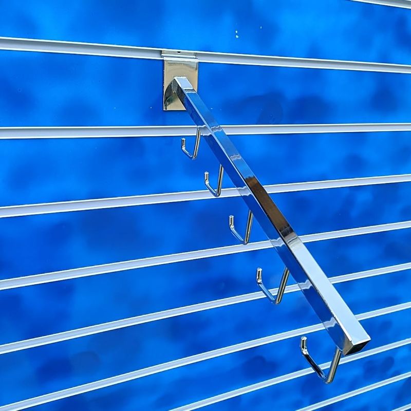 5 Hook Waterfall Sloping Display Arm for Slatwall - 400mm Chrome Metal ...