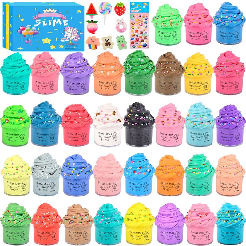 Butter Slime Kit 35 Pack, Mini Slimes Party Favors for Girls Boys, Soft ...