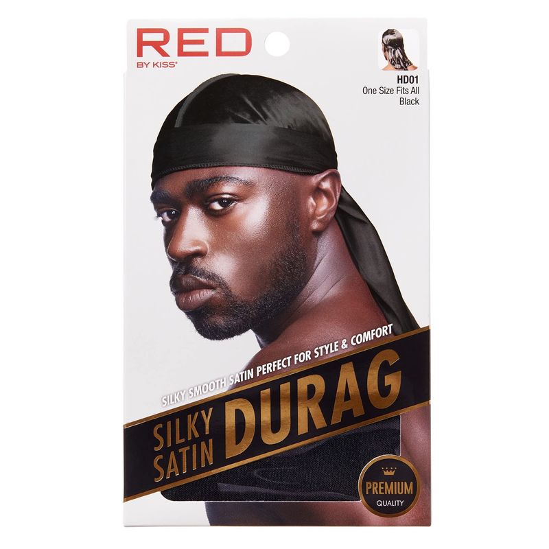 Kiss Red Durag Silky Satin Black Extra Long Tails (12 Pieces) - Online ...