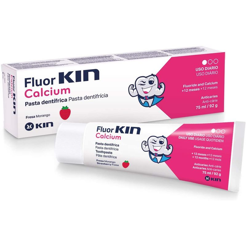 Fluor Kin Toothpaste ~ Childrens Strawberry Flavour with Calcium and ...