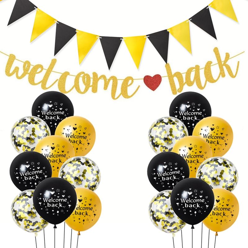 Welcome Back Garland, Welcome Back Decoration, Gold Welcome Back Banner ...