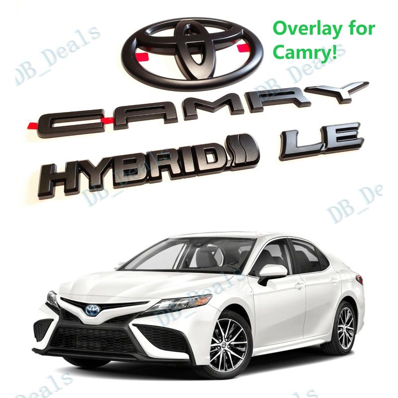 4PCS Matte Black out Overlay Emblem Badge fit TOYOTA 2018-2024 Camry LE ...