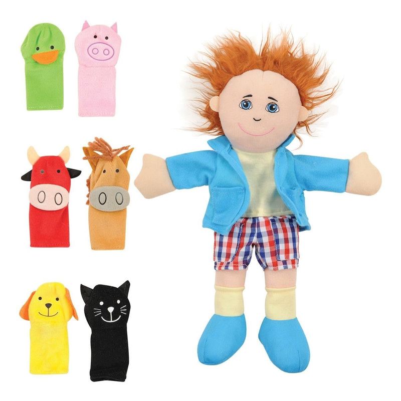 Constructive Playthings Puppet & Props Set for Ages 2 and Up, Set of 7 ...