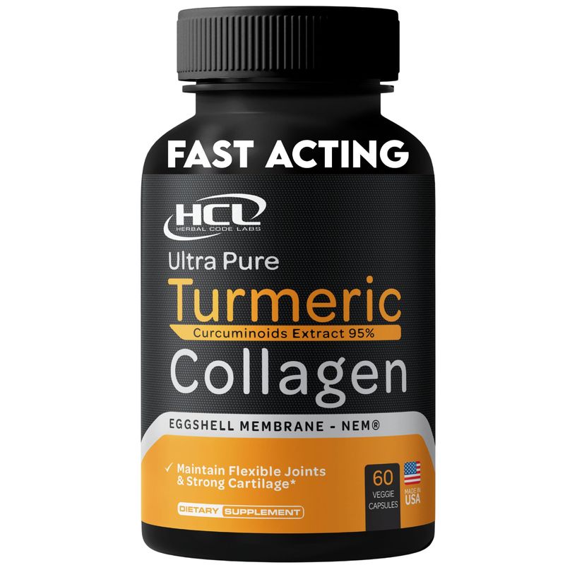 Turmeric Curcumin 95% Extract & Collagen Capsules - NEM Promotes Joint ...