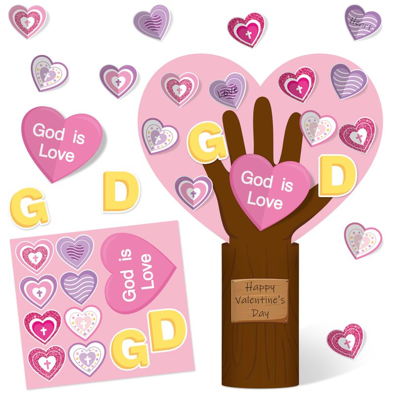 Haooryx Valentine’s Day Religious 3D Heart Tree Craft Kit - 28 Pack ...