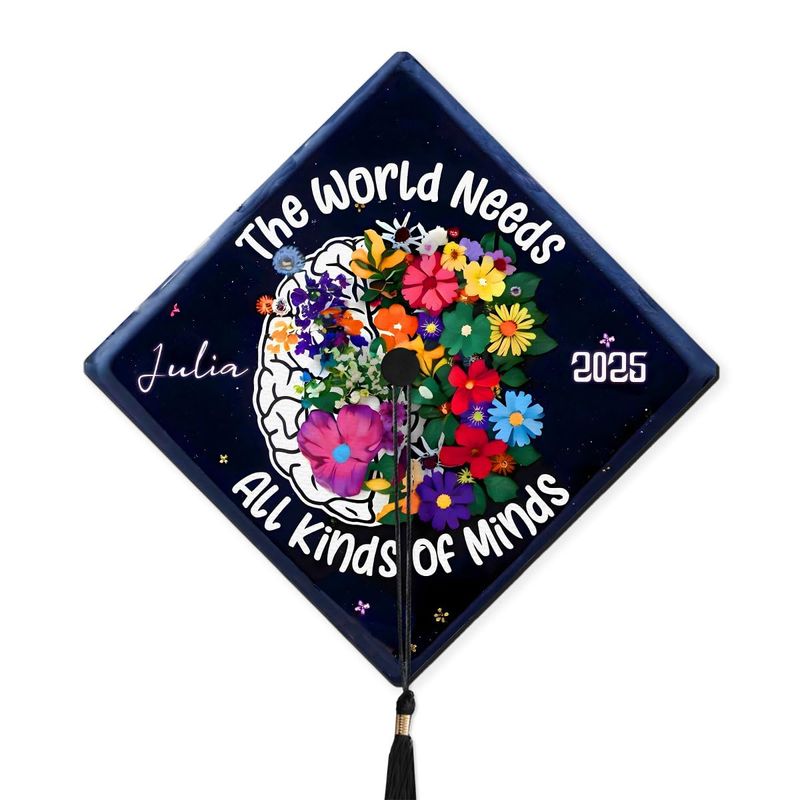 Custom Mental Health Matters Graduation Cap Topper, Psychology Brain ...