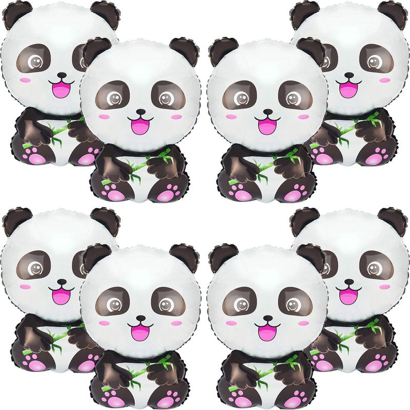 8 Pieces Panda Balloons Cartoon Panda Shaped Foil Balloons Zoo Animal ...