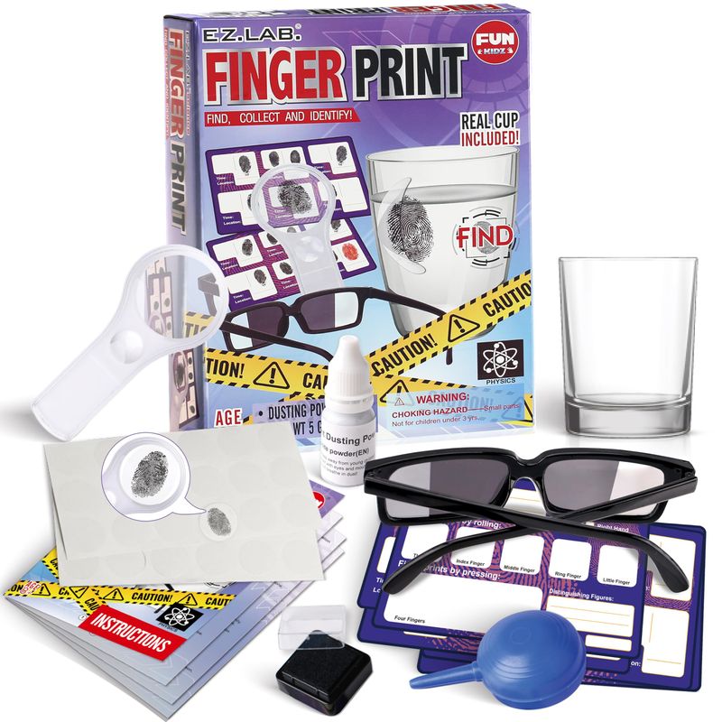 Fingerprint Kit for Kids Ages 8-12, FunKidz Detective Spy Gear Pretend ...