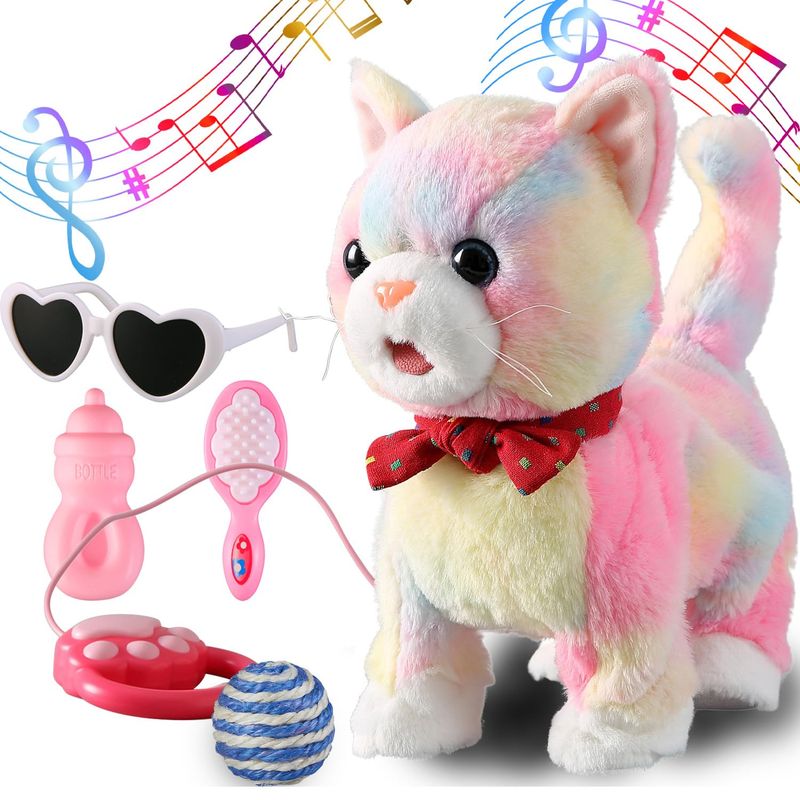 Colorful Leash Walking Cat Set Interactive Talking Cat Singing Dancing ...