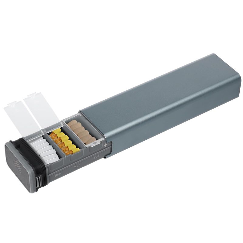 Metal Pill Box 7 Day,Weekly Travel Tablet Organiser with Dust Cover ...