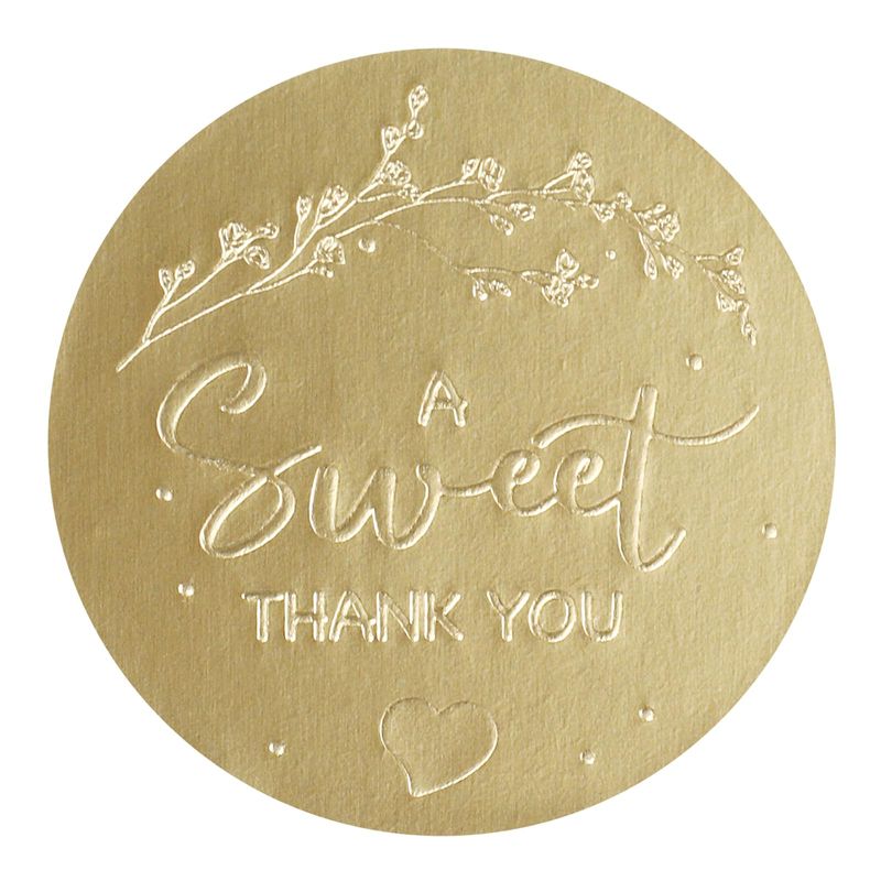 120 x A Sweet Thank You Stickers, 1.5" Gold Foil Round Thank You ...