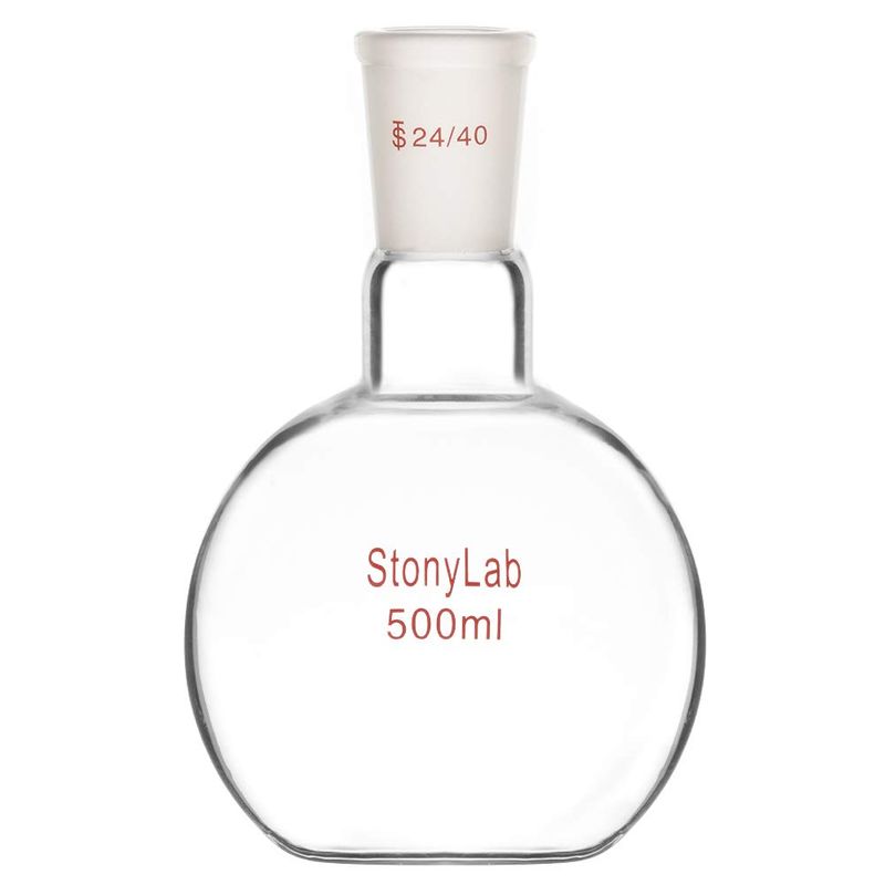 StonyLab Glass 500ml Heavy Wall Single Neck Flat Bottom Boiling Flask ...