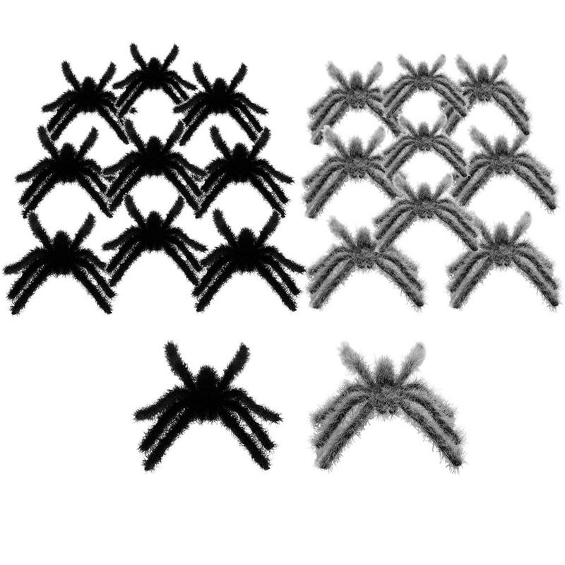 Black and Grey Realistic Hairy Small Plastic Fake Spiders Scary Joke ...