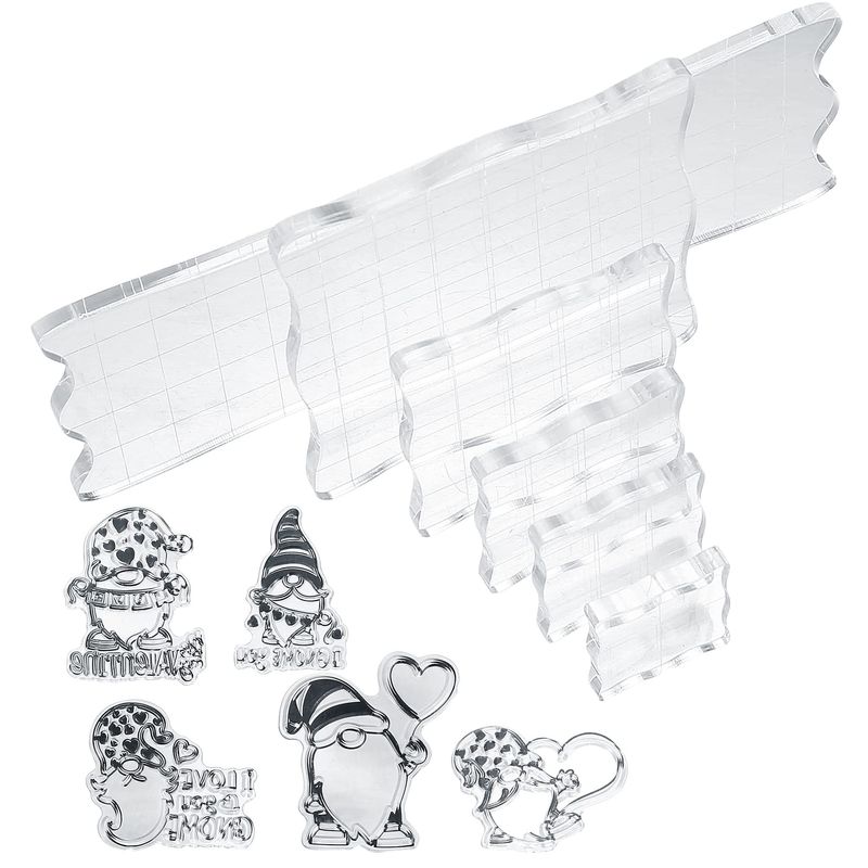 Acrylic Stamp Block Set, Transparent, Acrylic Block Stamp with Grid ...