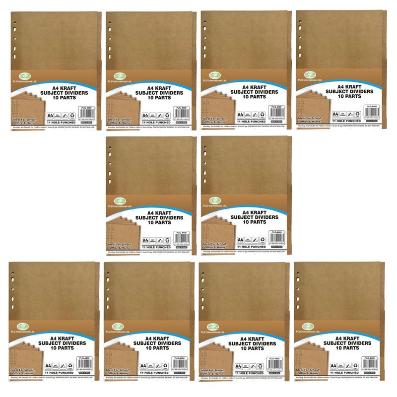 M1SS A4 File Dividers 10 Pack – 10 Part Subject Dividers, Kraft Brown ...