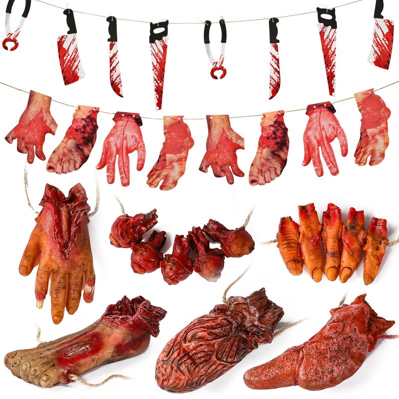 Halloween Decorations Blood Weapon Garland Banner Props Hanging Scary ...
