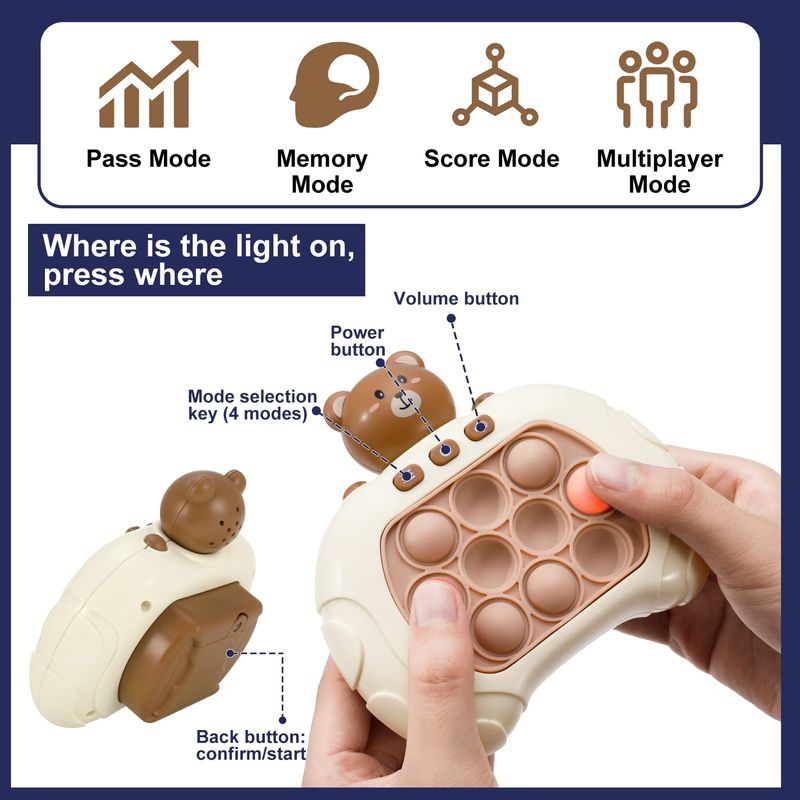FRIUSATE Tap Pop Tap Smart Fidget, Light Up Pattern Popping Games ...