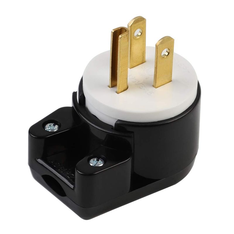 Right Angle Nema 5-15P 15A 125V AC Plug, ETL Easy Assembly 90 Degree USA Canada Male DIY ...