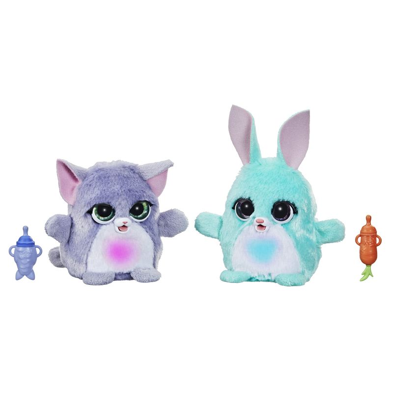 FurReal Fuzzalots Kitty and Bunny Color Change Interactive Feeding Toy ...