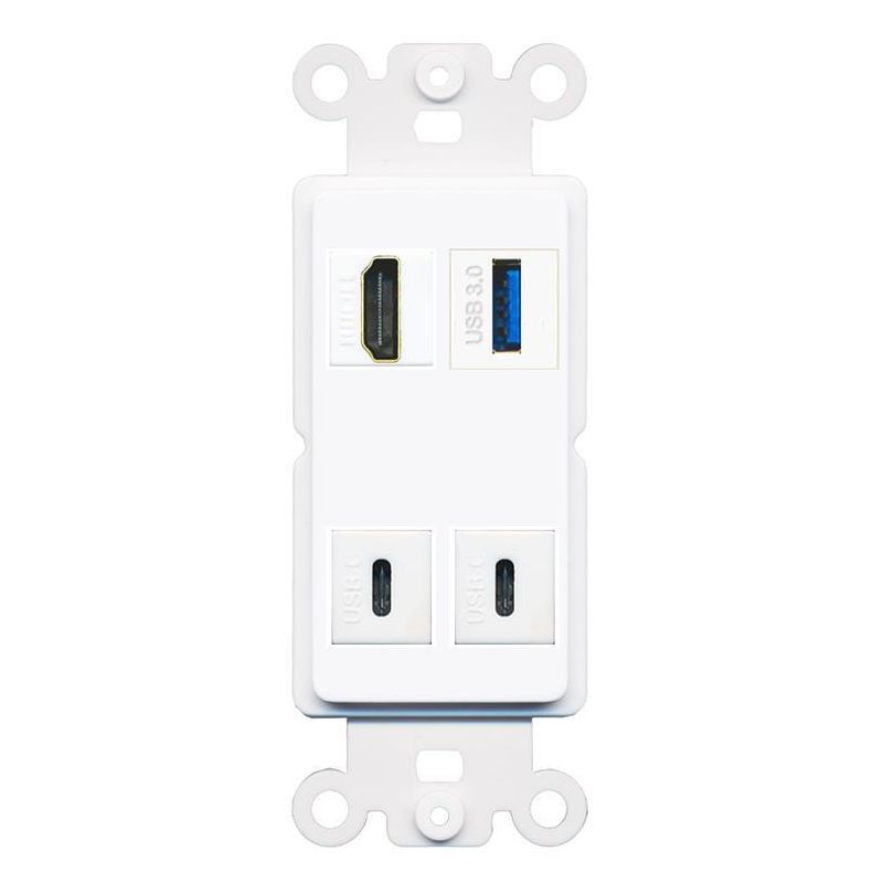 [4 Ports] HD USB-3 2 USBC Port Wall Plate Rocker White - Online ...