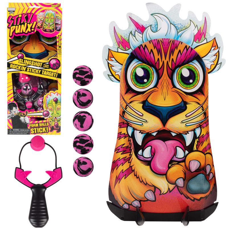 Hog Wild Stiky Punx Slingshot w/Target - Tiger - Portable Swiveling ...
