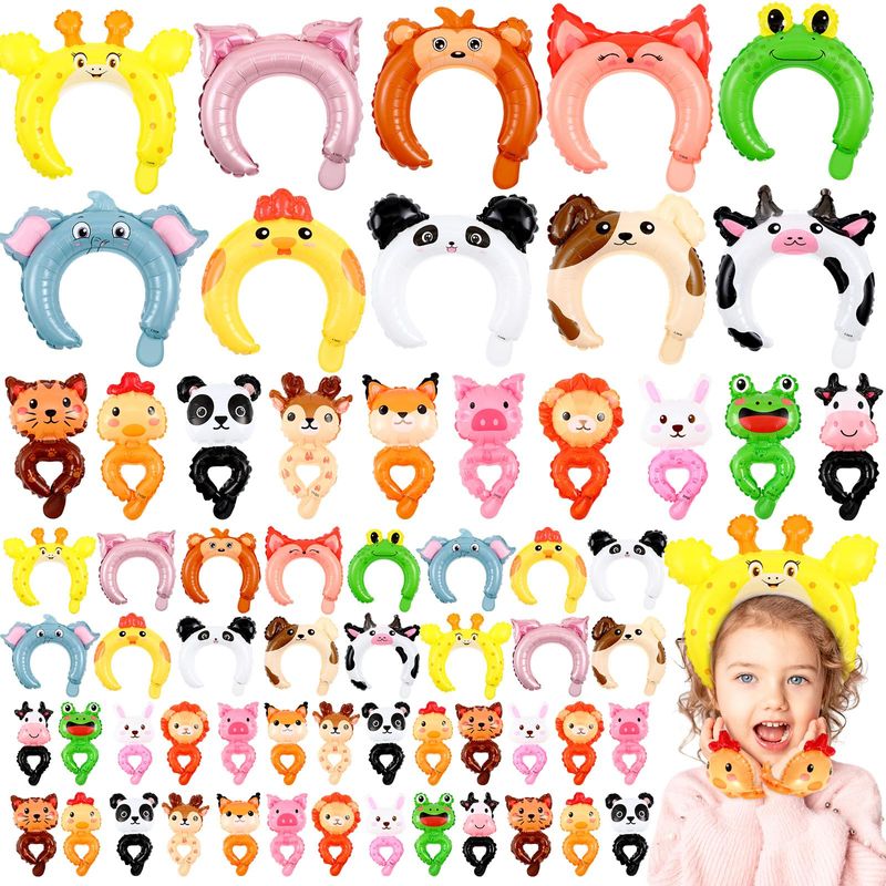 Libima 200 Pcs Zoo Animal Inflatable Headbands Inflatable Wrist ...