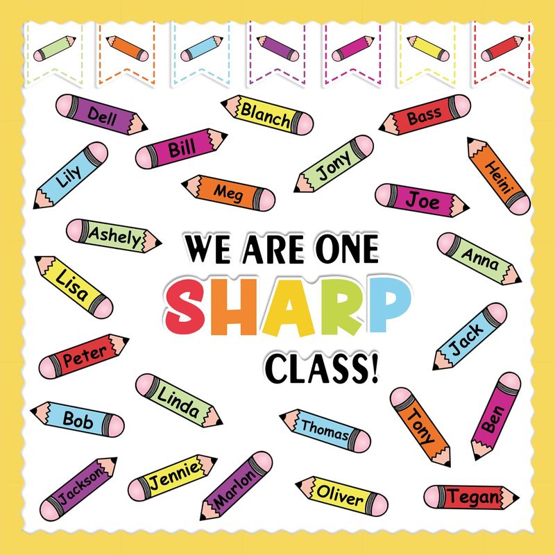 Bulletin Board Decoration Set, Colorful Classroom Decor with Pencil ...