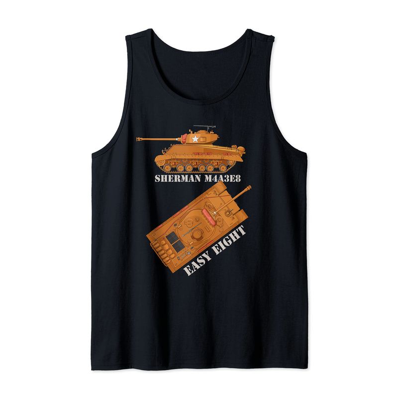 Sherman M4A3E8 Easy Eight American WW2 Tanks Diagram Tank Top - Online ...
