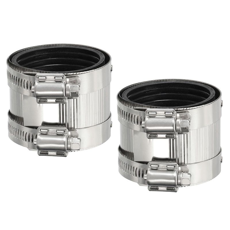 PATIKIL 2 Inch Flexible Pipe Coupling with Clamps, 2 Pcs 304 Stainless ...