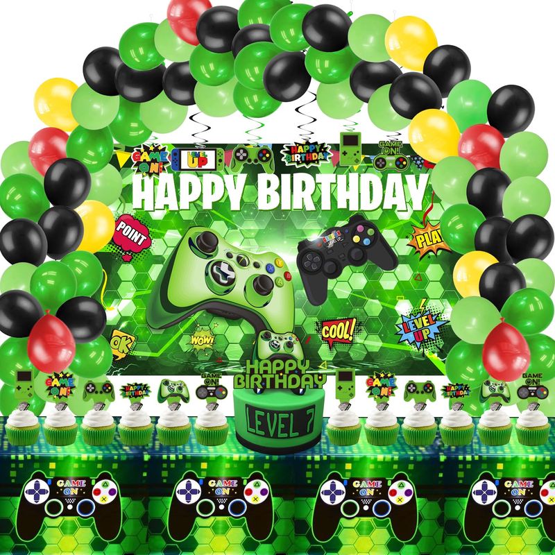 KimaruLZ Video Game Birthday Party Decorations - 108Pcs Green Gamer ...