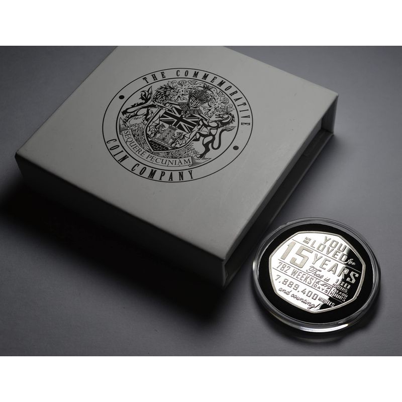 15th Birthday Silver Commemorative in Capsule and Gift/Presentation Box ...